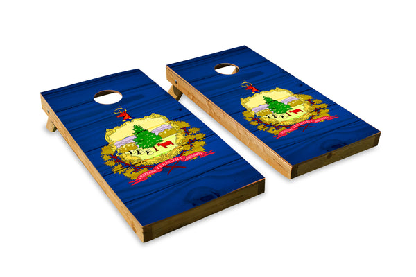 Wood Grain Vermont State Flag - The Cornhole Crew