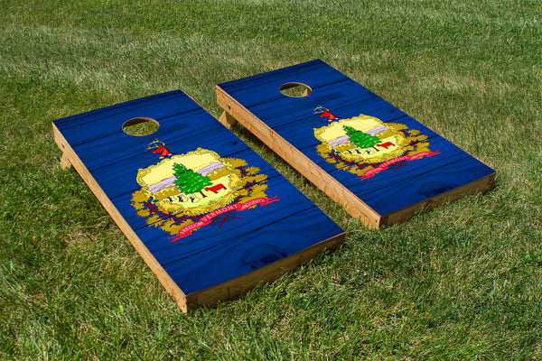 Wood Grain Vermont State Flag - The Cornhole Crew